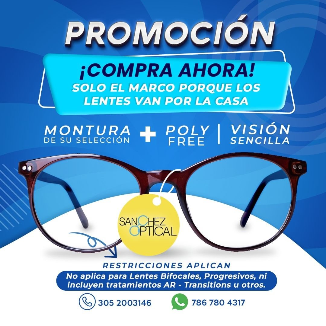 Eyeglasses Deals Miami | Sanchez Optical Promotions